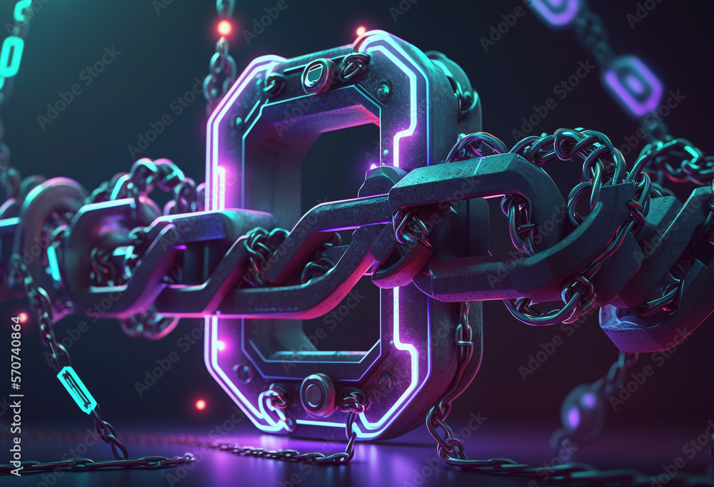 Neon-Lit Blockchain: Connecting the AI-Generated Futuristic Network of ...