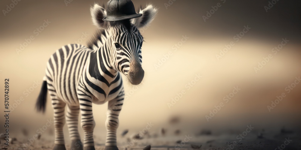 little zebra wearing graduation hat illustration, generative AI, Little ...