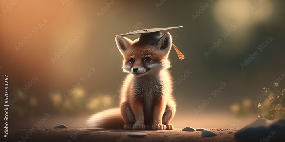 Fox wearing graduation hat illustration, Fox Celebrates Graduation with ...