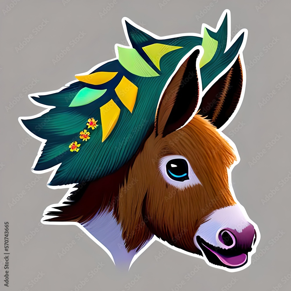 Donkey Sticker Logo Badge Emoji Stock Illustration | Adobe Stock