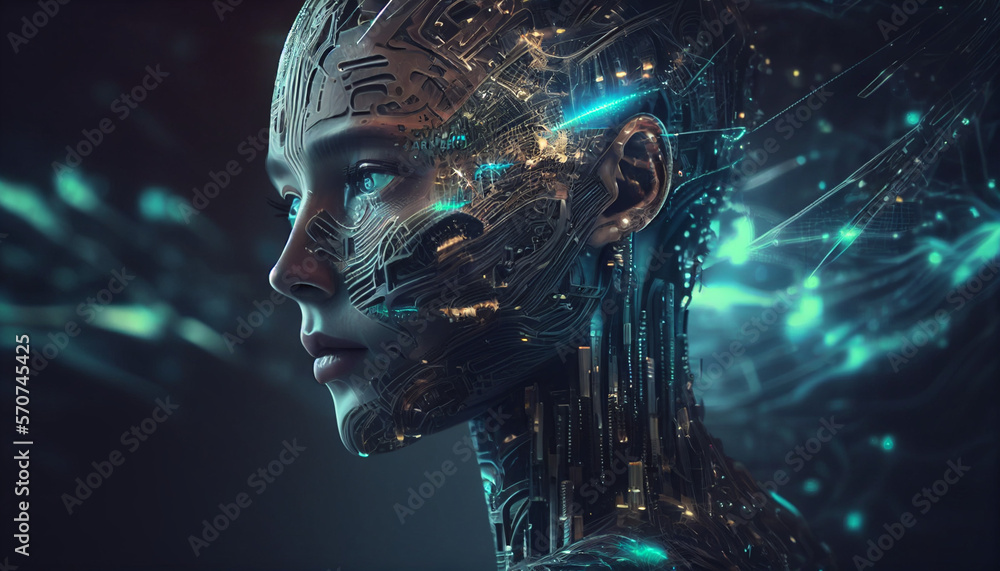 visualization of a neural network in the form of a person, a person and ...