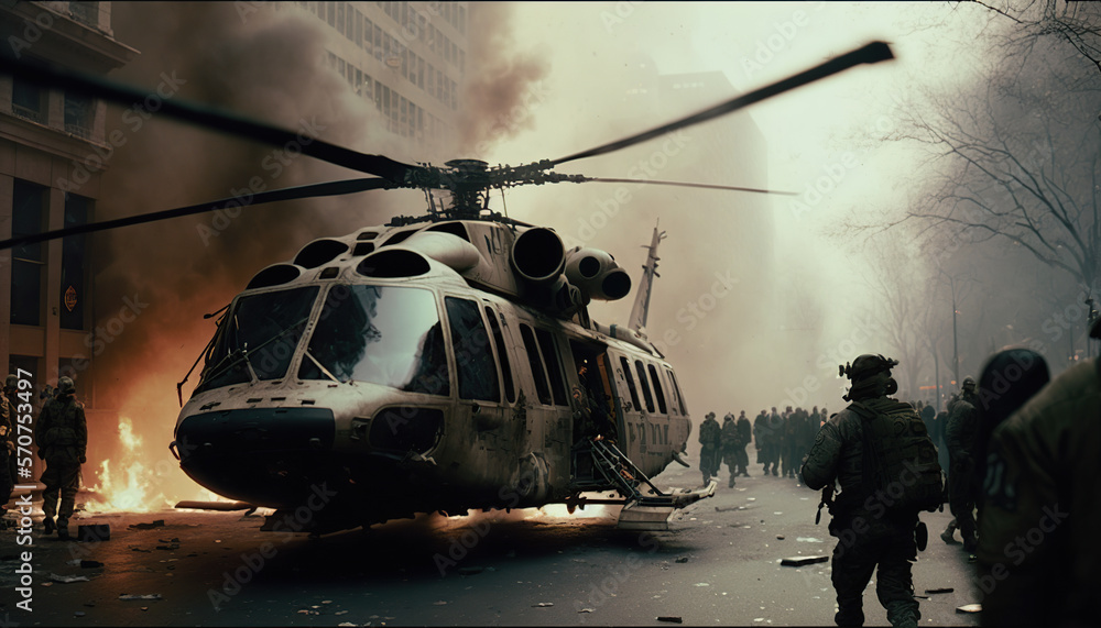 Military helicopter shot down during enemy attack in New York City ...