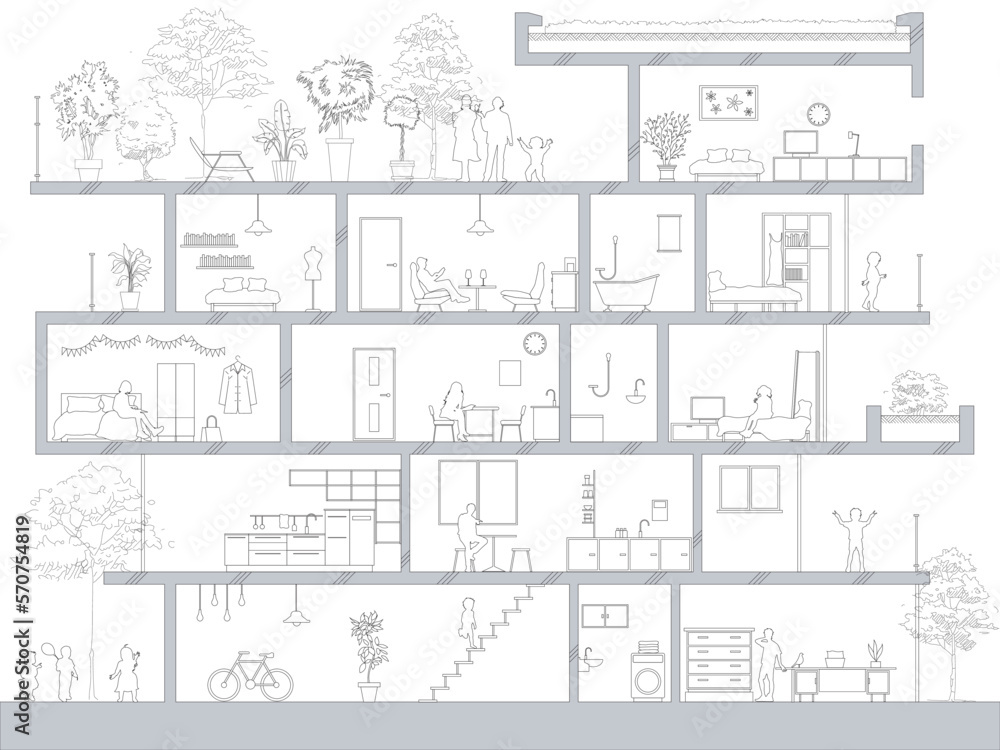 A Set Of Furniture Elevation Vector Illustrations That Are Ideal For