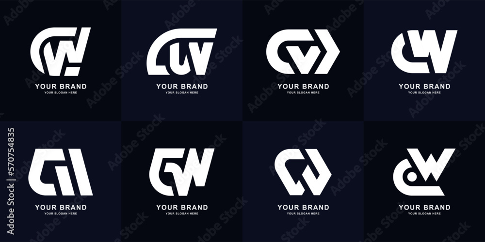 Collection letter CW or WC monogram logo design Stock Vector | Adobe Stock