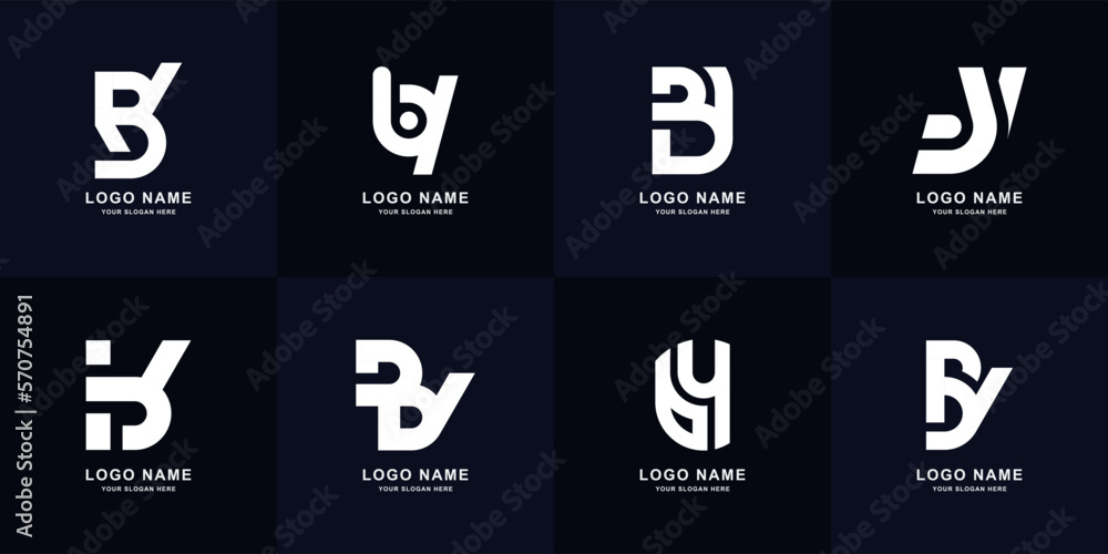 Collection letter BY or YB monogram logo design Stock Vector | Adobe Stock