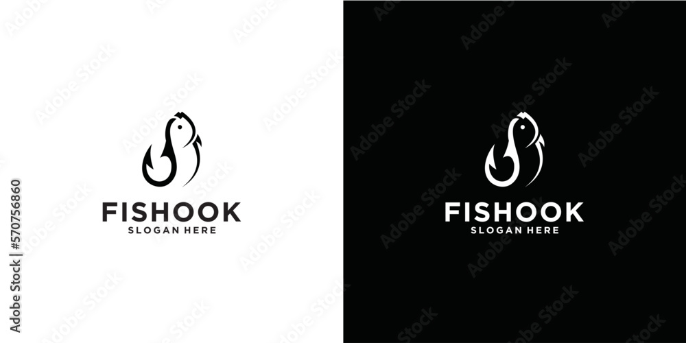 Fish Hook Logo Vector Modern Design Template. Fish Logo. Vector ...
