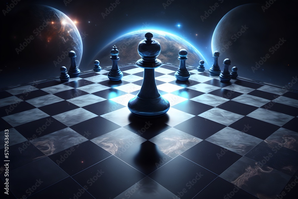 Chess in outer space created using AI Generative Technology Stock ...