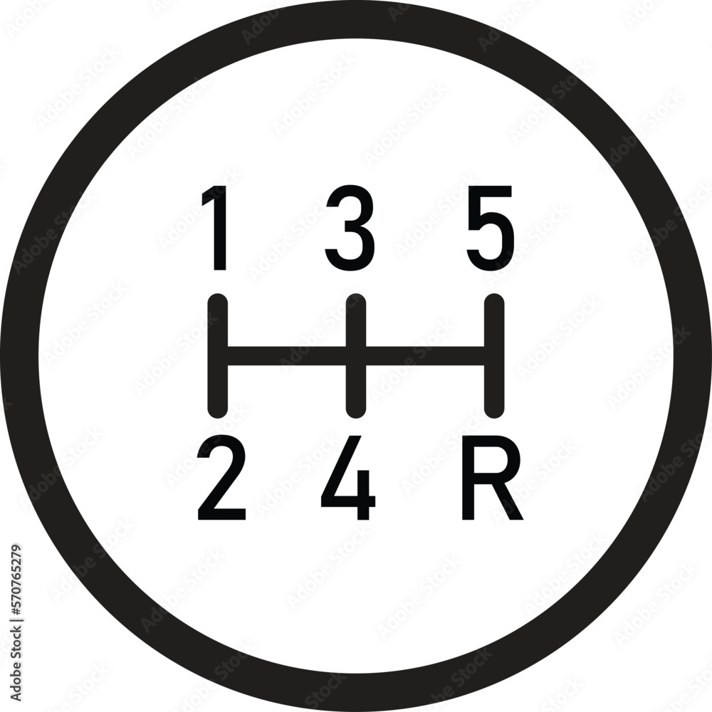 Gearbox icon on white background. Gear shifter symbol. manual ...
