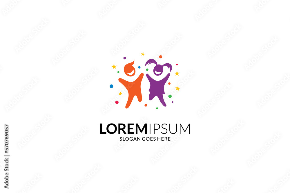 Child playing logo with colorful design Stock Vector | Adobe Stock