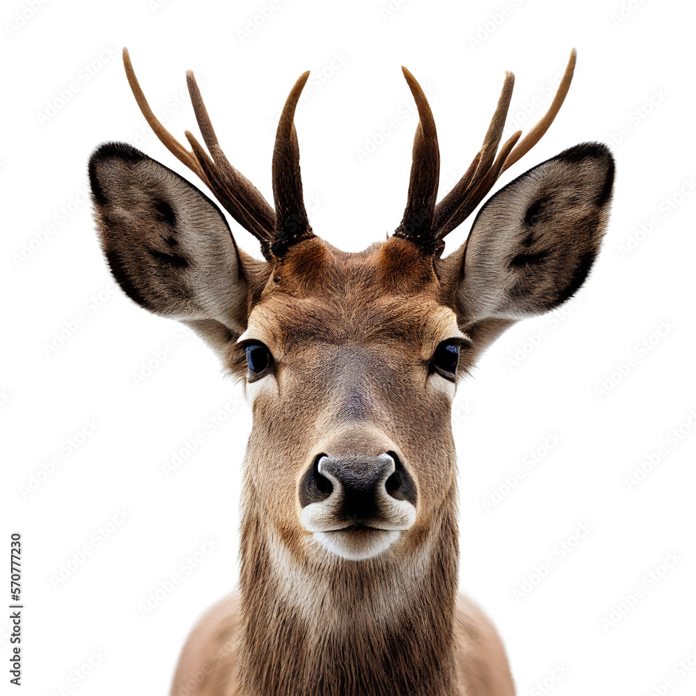 deer face shot isolated on transparent background cutout Stock ...