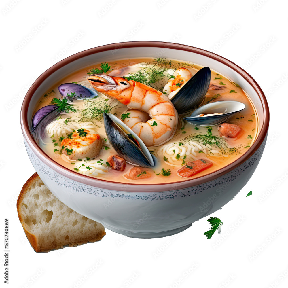 Seafood chowder Design Elements Isolated on Transparent Background: A ...