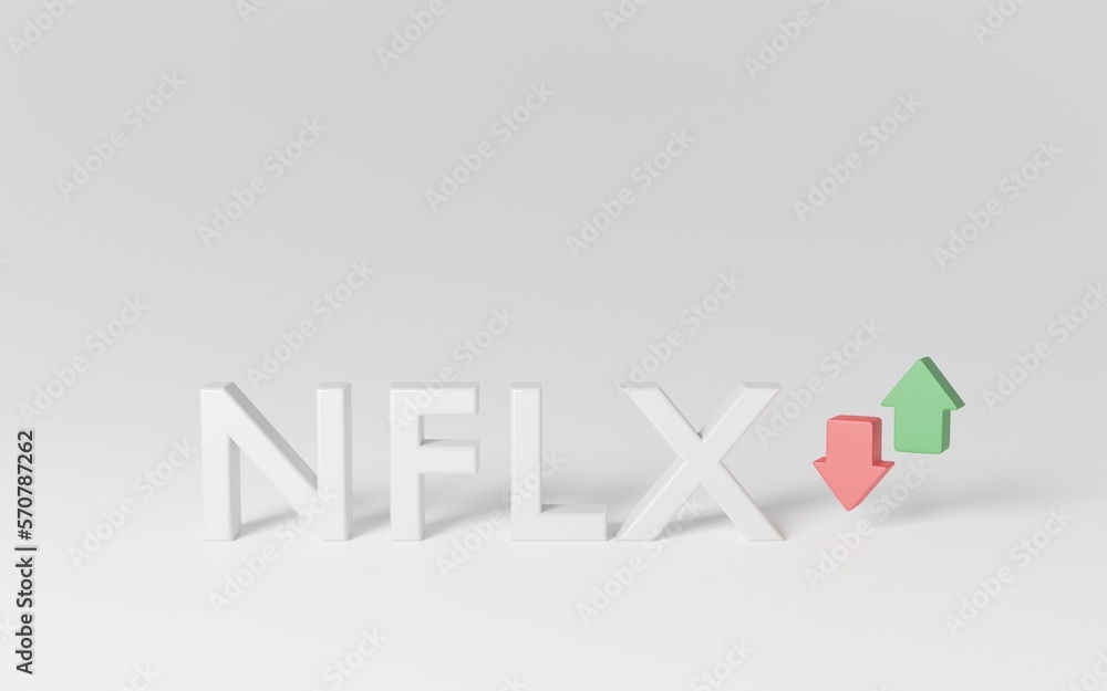 3d render Netflix, Inc. of the stock market in white latters with green ...