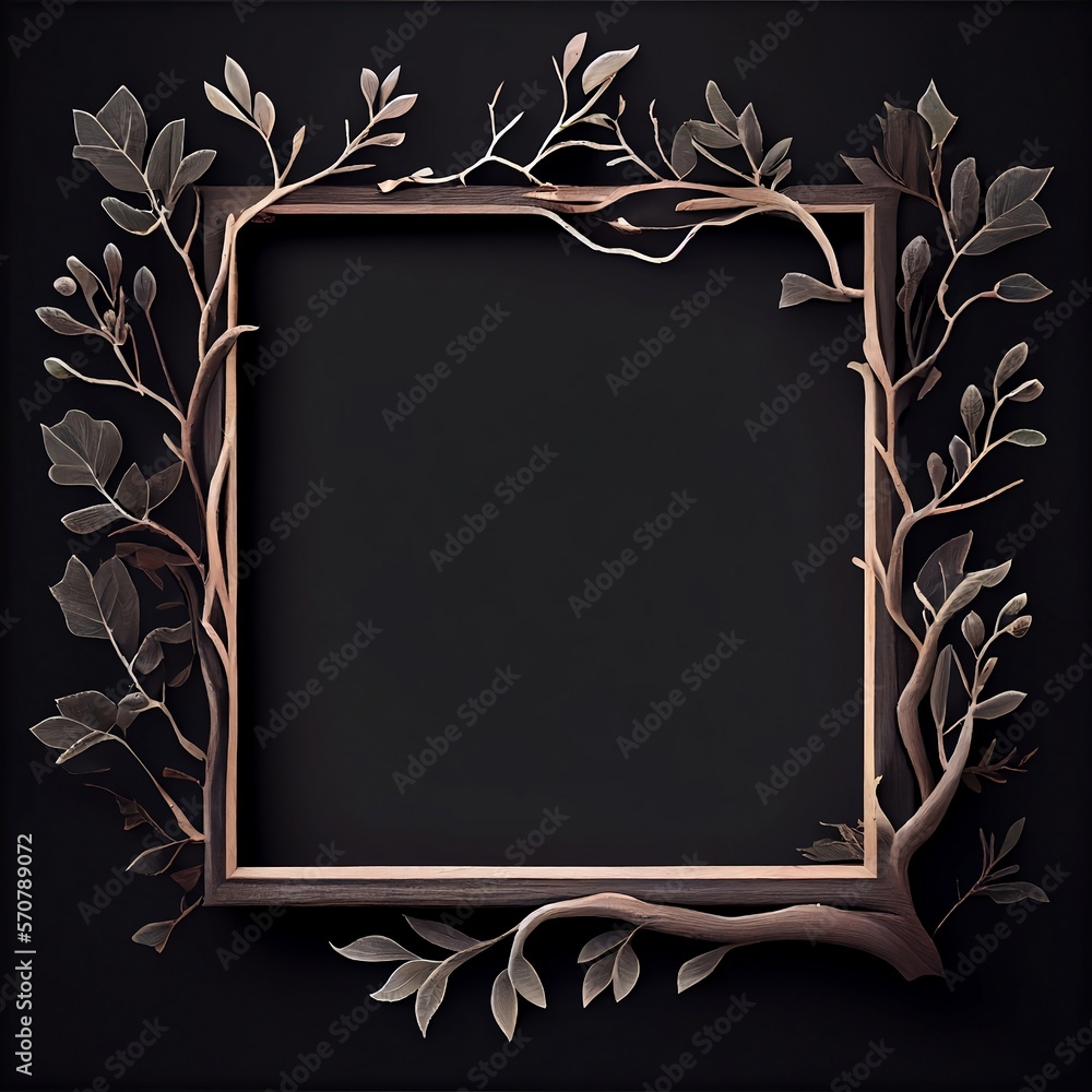 ภาพประกอบสต็อก Woodland Wonder: A Tree Branch Frame, The Natural Touch: A Blank Frame of ...