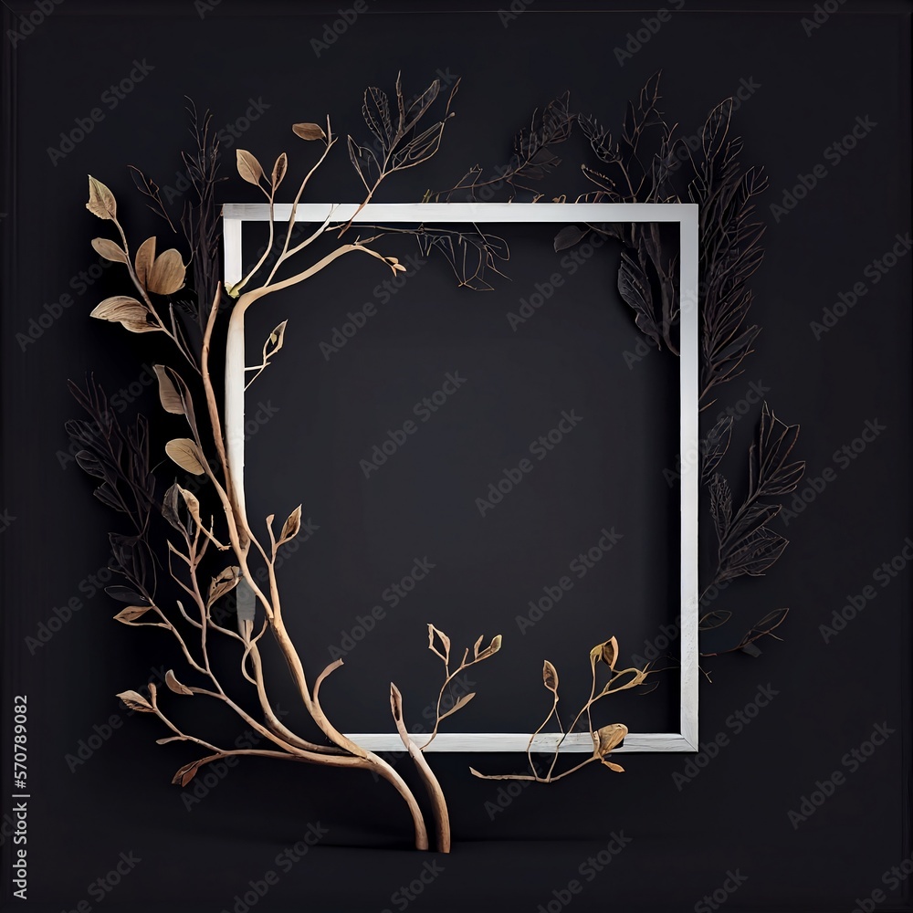 ภาพประกอบสต็อก Woodland Wonder: A Tree Branch Frame, The Natural Touch: A Blank Frame of ...