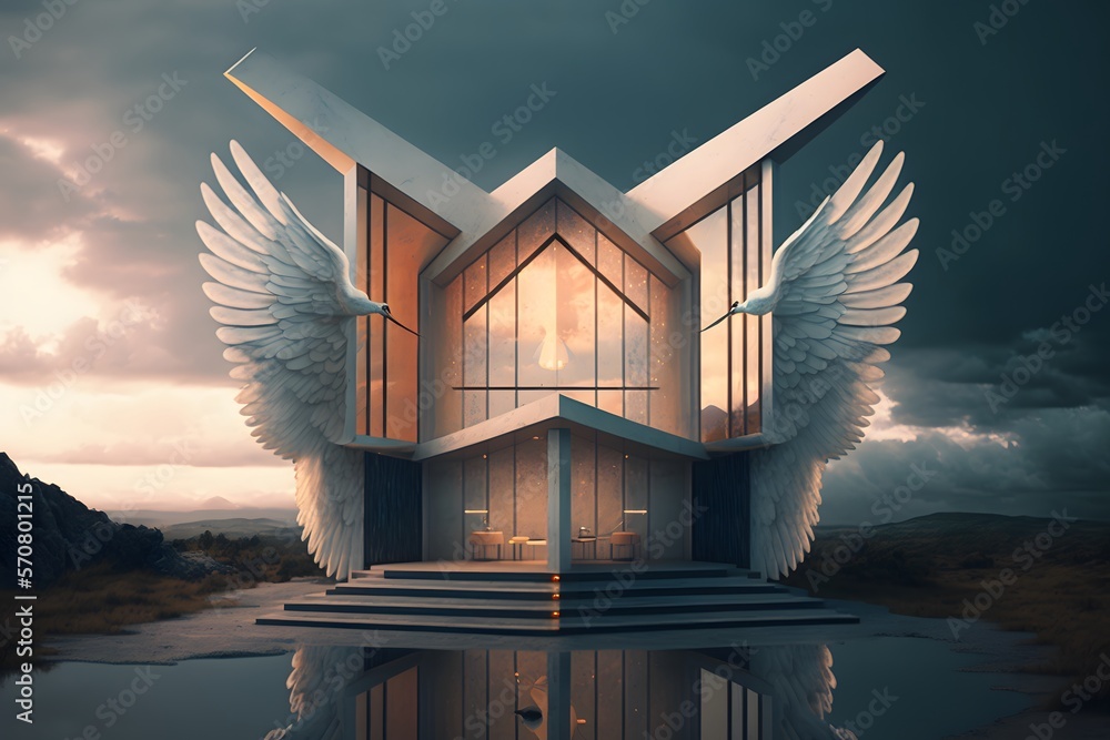 house with wings created using AI Generative Technology Stock ...