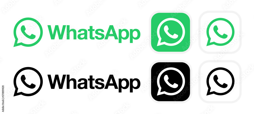 WhatsApp logo icon set. Editorial vector illustration. Stock Vector ...
