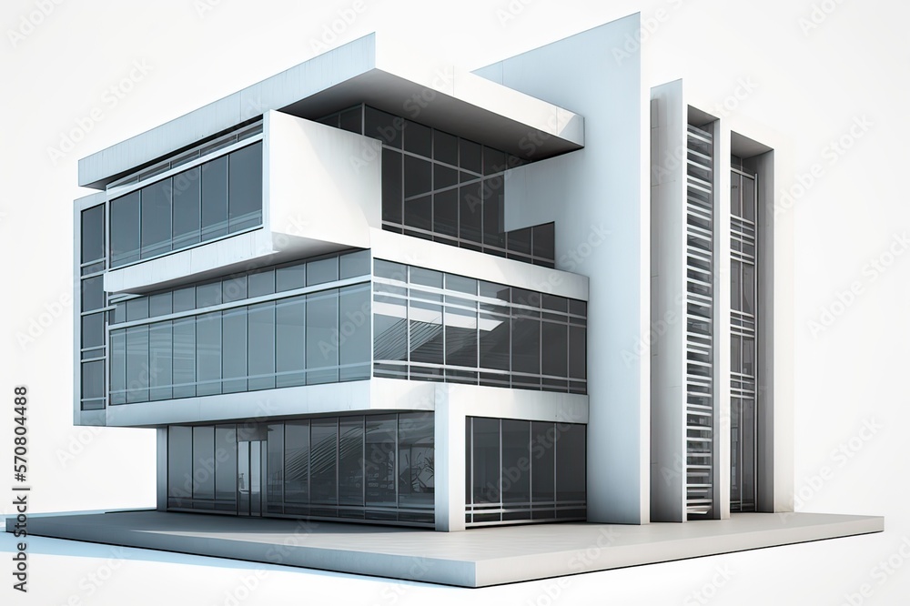 Modern Small Office Building with White Walls and Steel Sun Shading ...