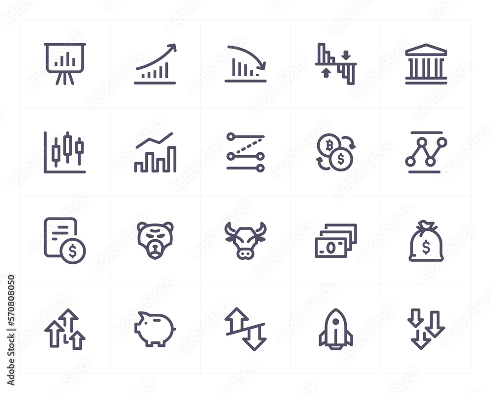Stock market line icon set Stock Illustration | Adobe Stock