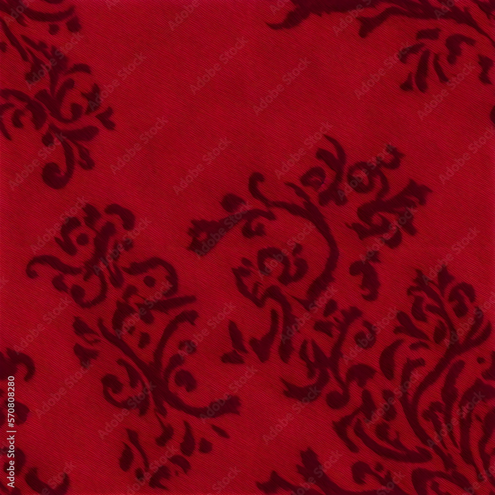 Red damask, seamless textile pattern, tileable fabric texture ...