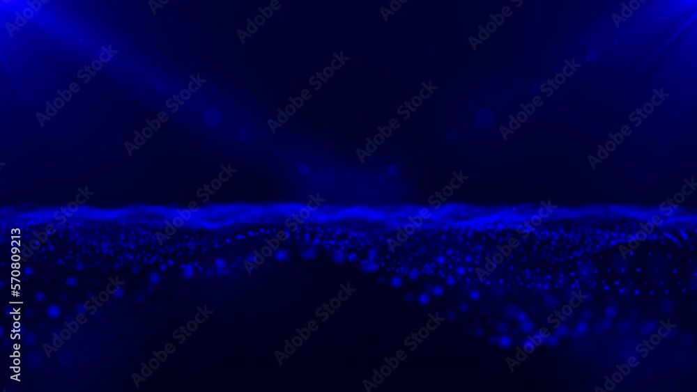Blue particle wave form, futuristic neon graphic Background, science ...