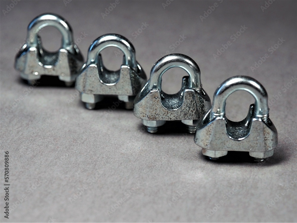Galvanized steel wire rope clips. Wire rope fittings. U-shaped bolt ...