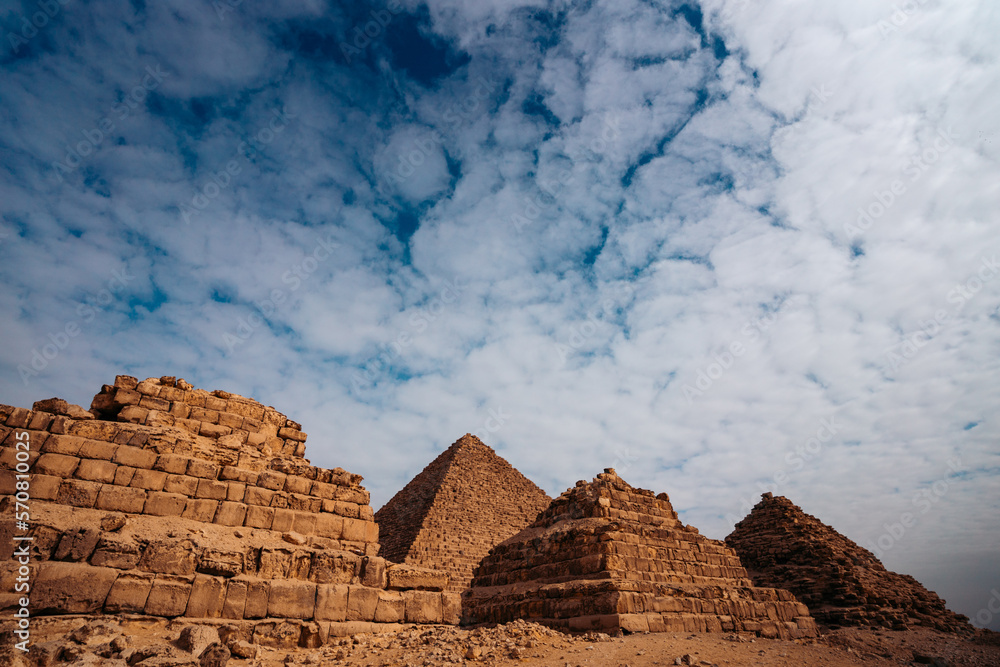 Pyramids of Queens, Pyramid of Menkaure, Giza Egypt Stock Photo | Adobe ...