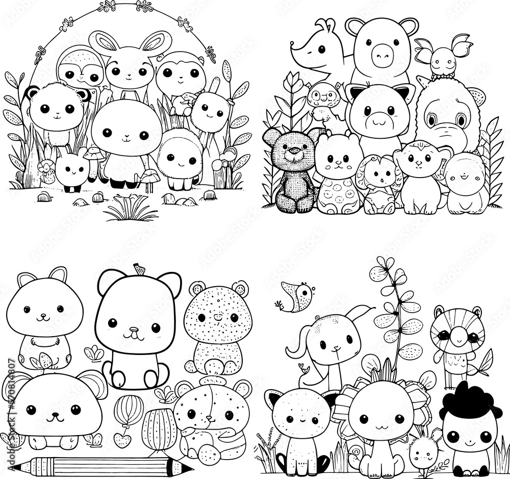 black and white coloring page for kids, line art, simple cartoon style ...