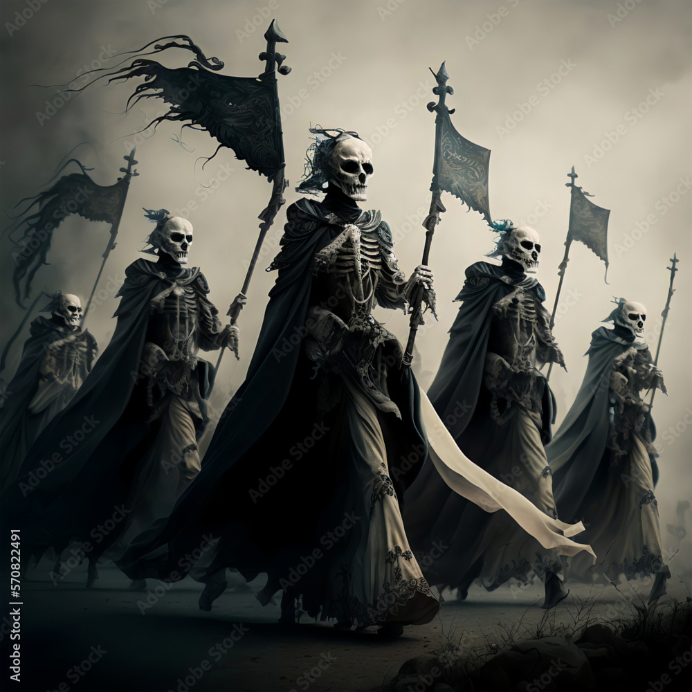 Walking Undead Majestic Skeletal Procession An elegant parade of ...