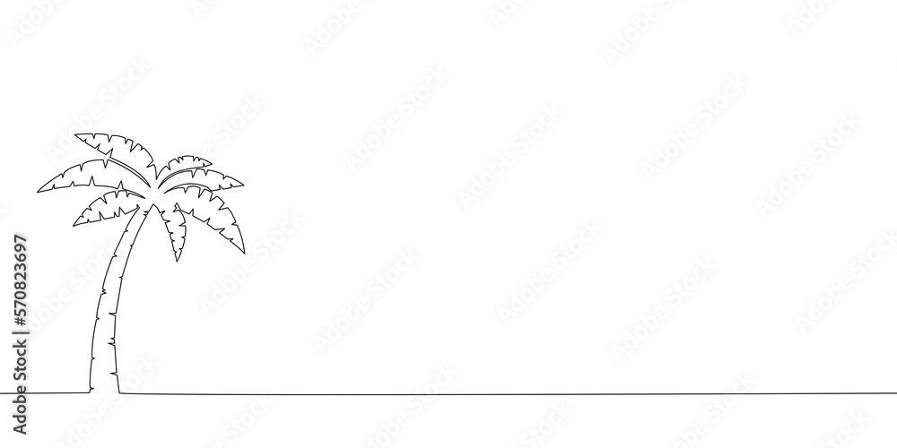 Continuous line drawing of Palm tree on transparent background. Stock ...