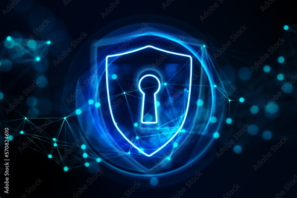 Safety protection, cyber data security and information privacy concept with keyhole in virtual ...