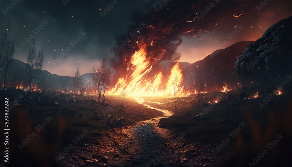 Wildfire Blaze Destroys Forest Landscape: Stunning Visual of Intense ...