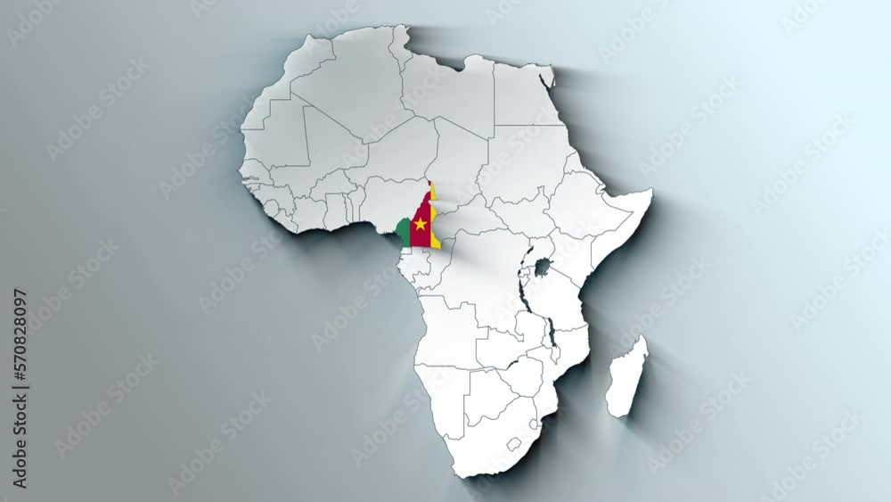 Africa Continent Map Showing Cameroon Country Highlighted Stock Video ...