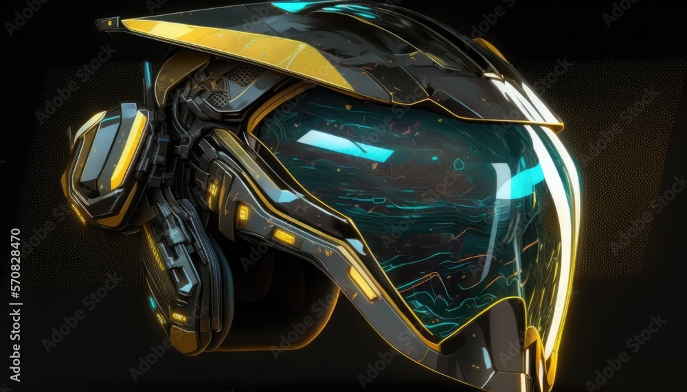 Futuristic Cyberpunk VR Headset Helmet with Haptic Feedback and ...