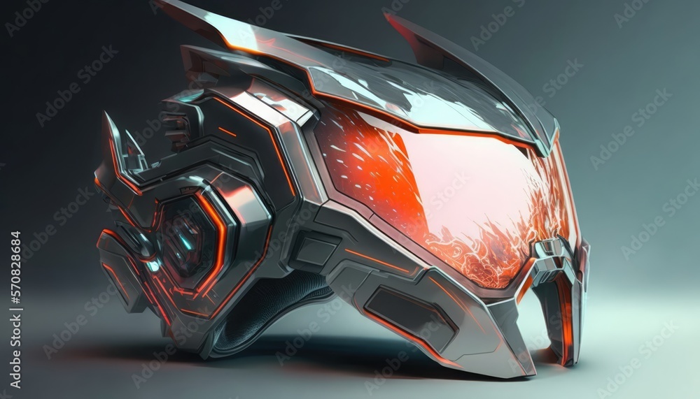 Futuristic Cyberpunk VR Headset Helmet with Haptic Feedback and ...