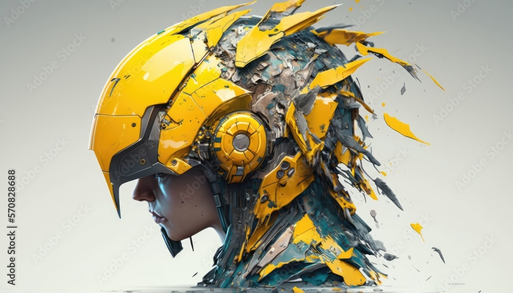 Futuristic Cyberpunk VR Headset Helmet with Haptic Feedback and ...