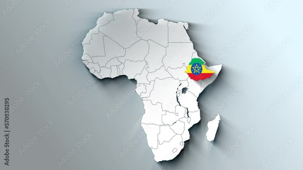 Africa Continent Map Showing Ethiopia Country Highlighted Stock Video ...