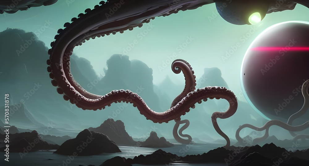 outer planet space fantasy landscape alien environment with giant ...