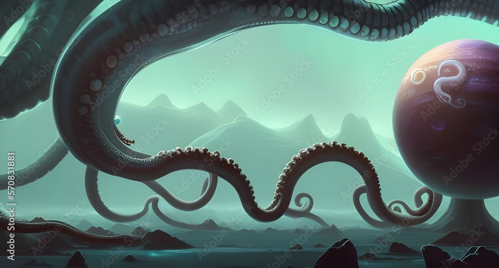 outer planet space fantasy landscape alien environment with giant ...