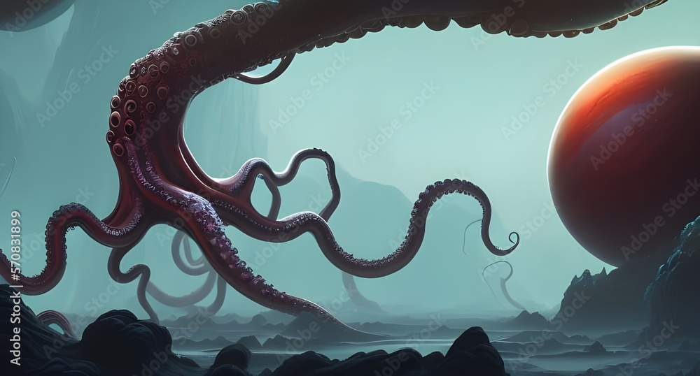 outer planet space fantasy landscape alien environment with giant ...