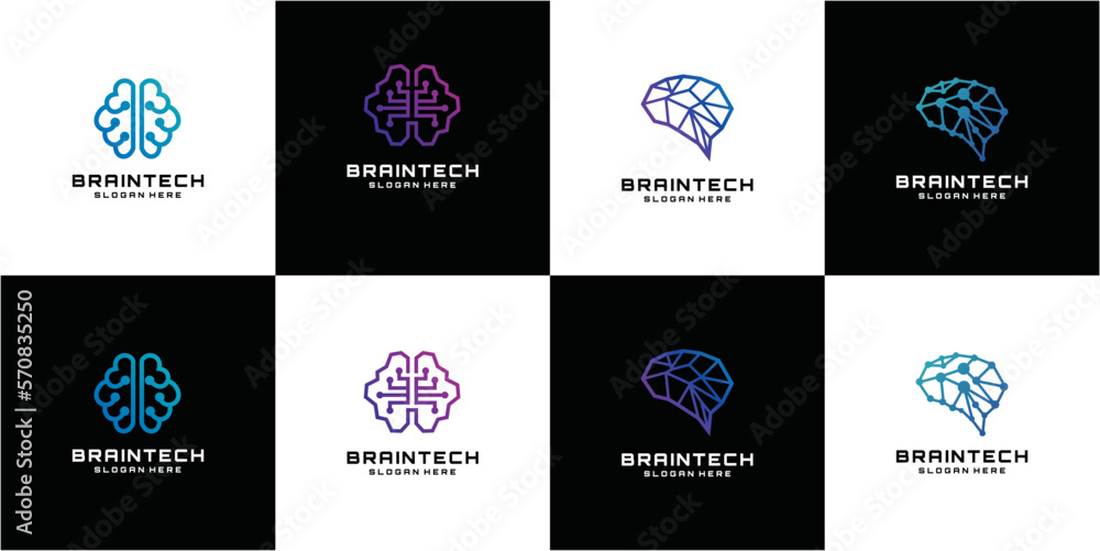 Brain Logo Design Illustration, Education Logo, brain technology Stock ...