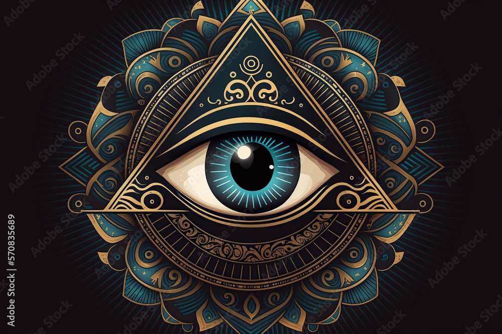 All seeing eye in sacred geometry triangle, masonry and illuminati ...