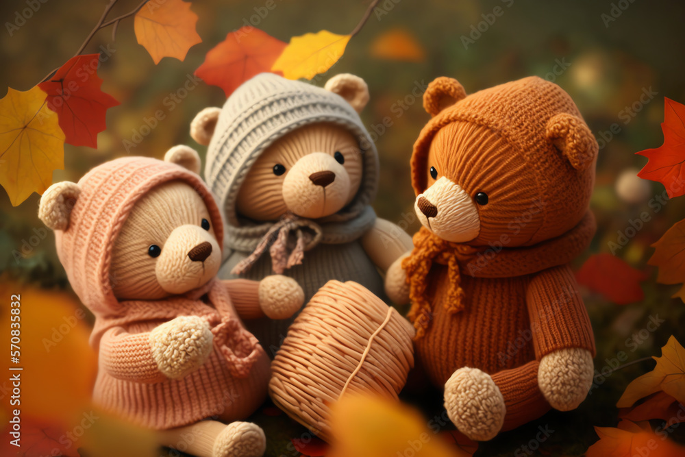 knitting art illustration with cute bear object suitable for children's ...