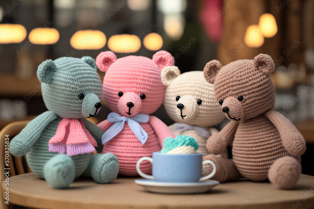 knitting art illustration with cute bear object suitable for children's ...