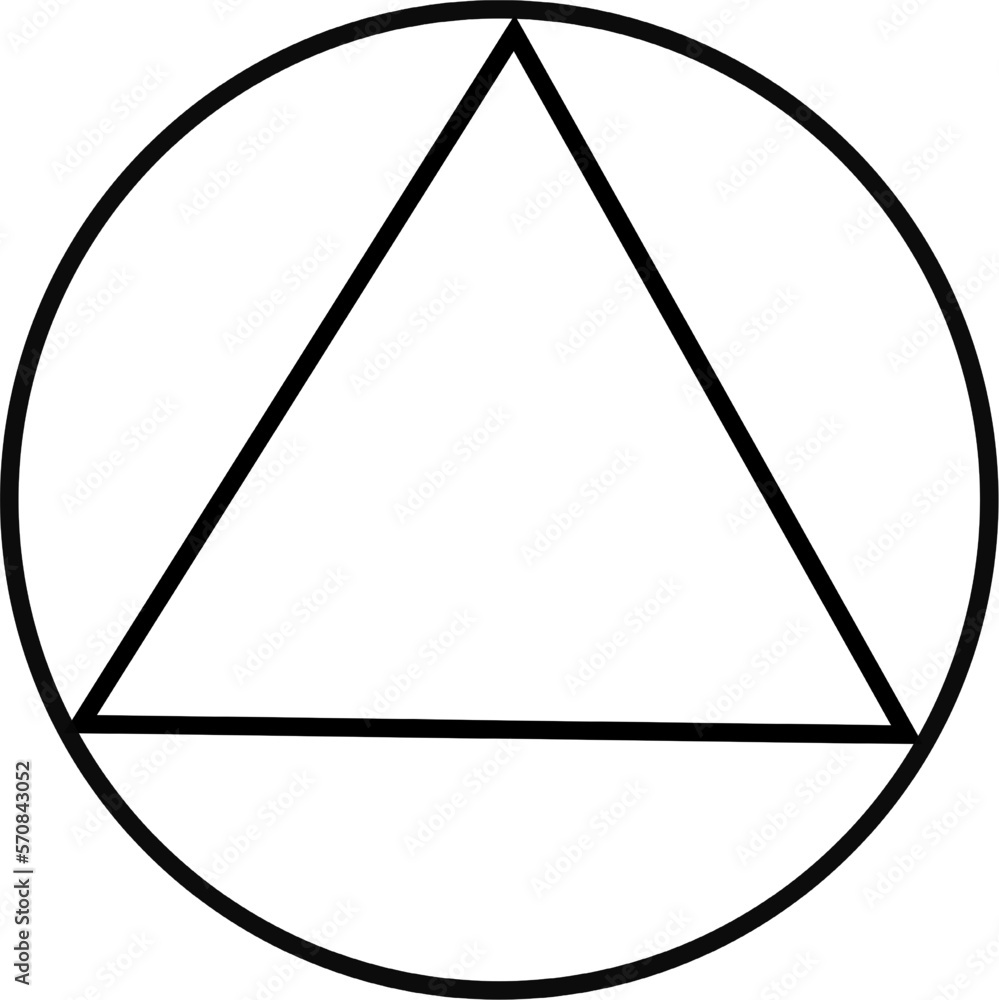 Inscribed Triangle Spiritual Symbol. A Equilateral triangle inside a circle meaning unity ...