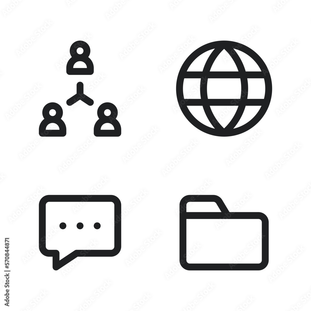 Business Management icons set = team work, browser, chat, folder ...