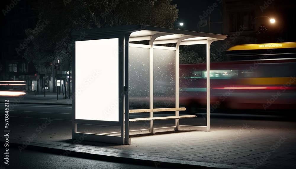 Mockup of blank advertising light box on the bus stop, Generative AI ...
