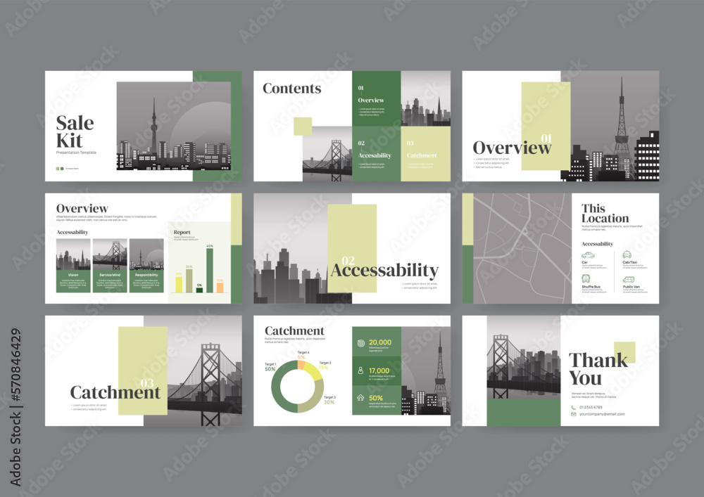 Green business presentation templates, Sale kit Powerpoint for ...