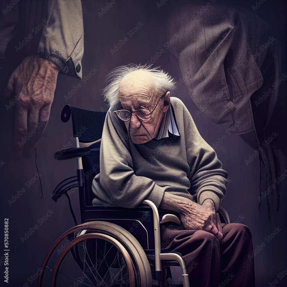 AI generated concept depicts old person suffering from diseases caused ...