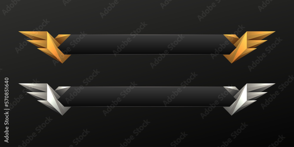 Fantasy gold and silver border lower third game gui title banner bars ...