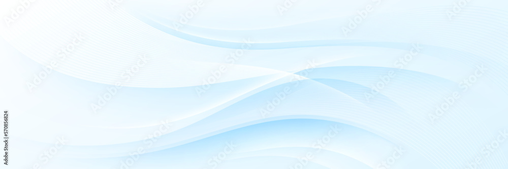 Abstract light blue and white gradient wave background with curve lines ...